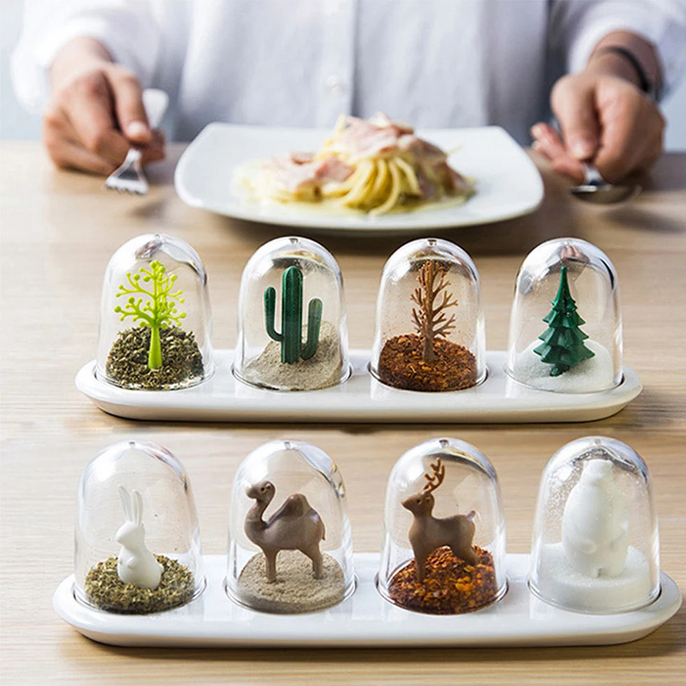 4pcs Four Seasons Plant Spice Jar Creative Animals Seasoning Bottle ...