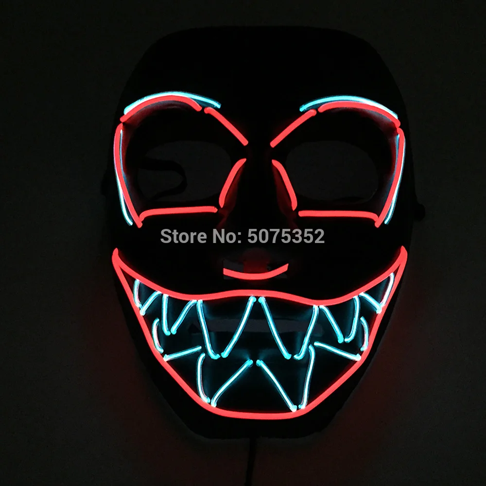 Horror Maska Luminous Glowing Neon EL Mask Cosplay LED Mask ...