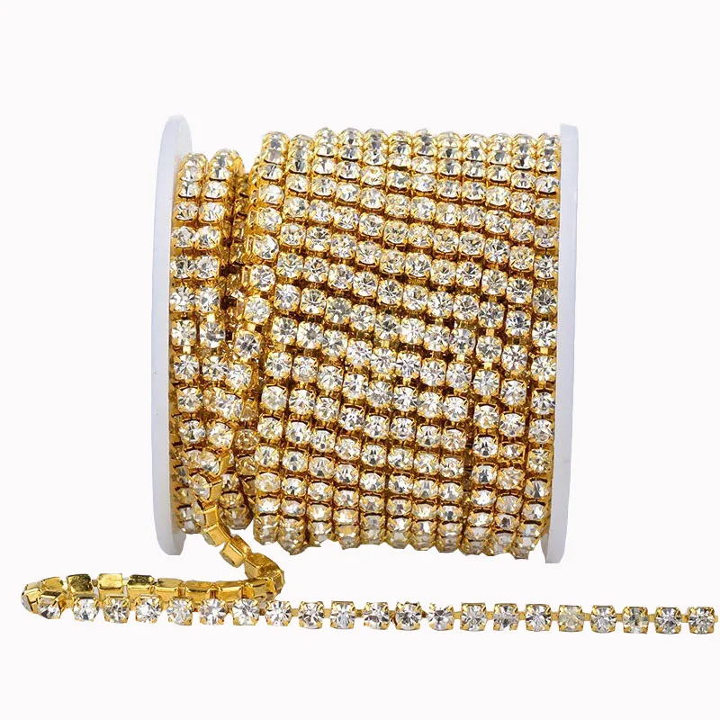 10-Yard-SS6-SS18-Kristall-Strass-Kette-Klar-Trim-N-hen-Mit-D-Klaue-Glas ...