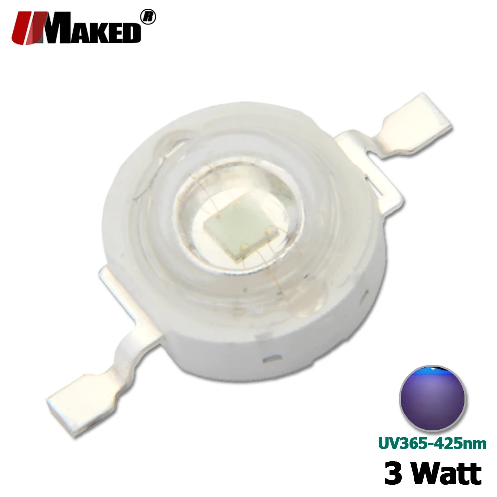 10-50-100pcs-High-Power-Ultraviolet-LED-Chip-3W-Purple-Light-UV-365-370 ...