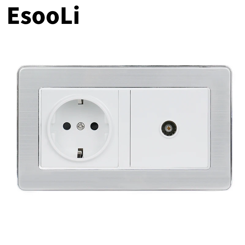 Esooli 16a Russia Spain Eu Standard Power Socket Grounded With Female ...