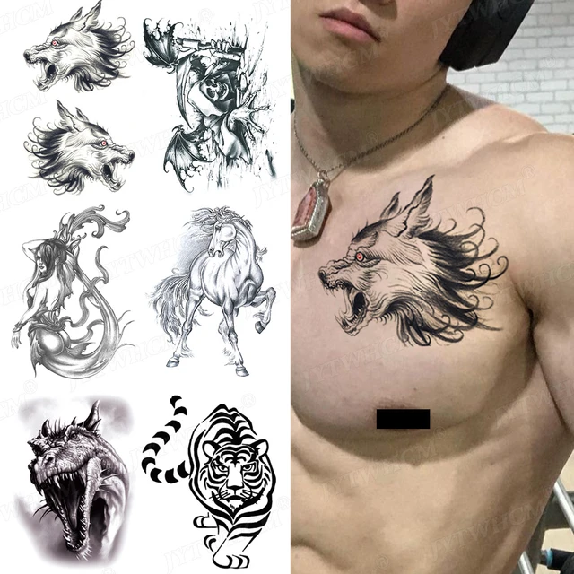 Wolf Head Chest Tattoo