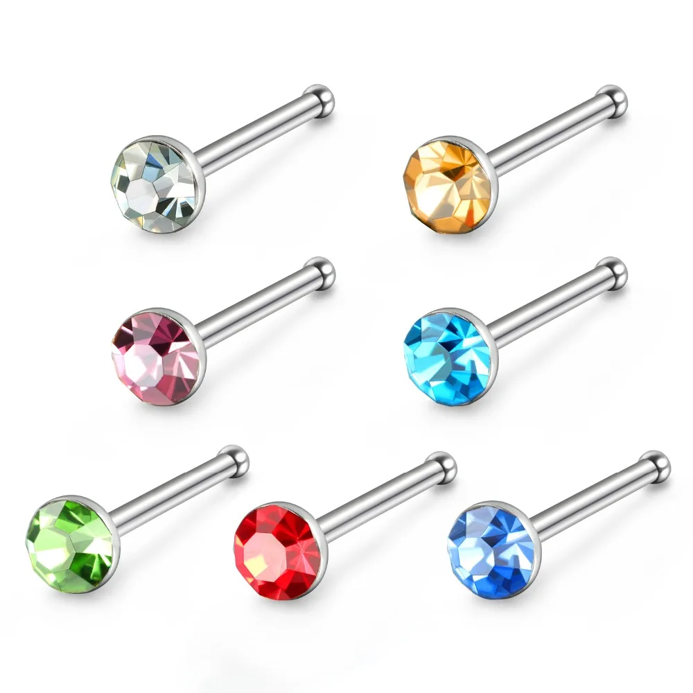 Nose Rings Nose Bone Nose Studs Hypoallergenic Stainless Steel Crystal ...