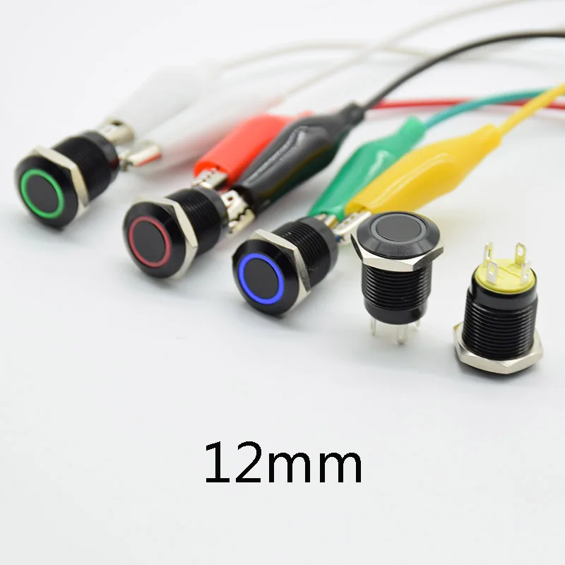 12V 4 Pin Led Metal Push Button Switch Momentary Power Switch ...