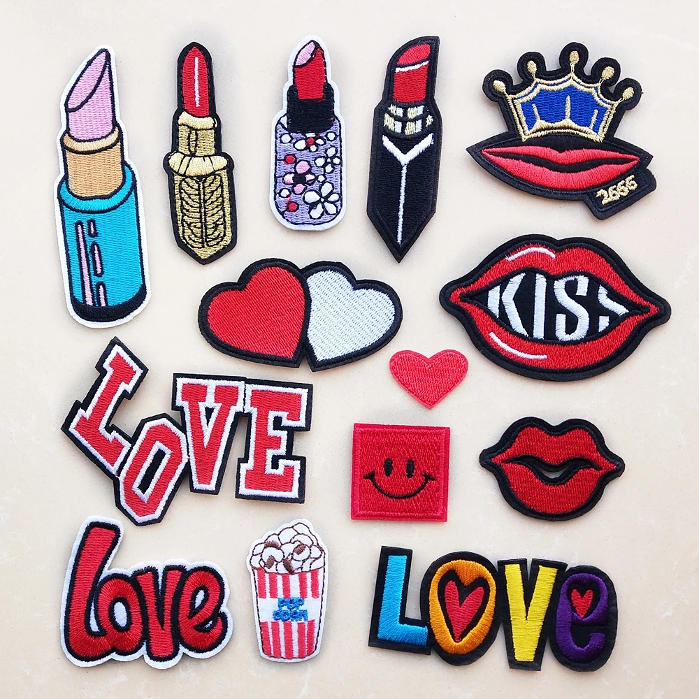 299 -Autocollants rouges à lèvres brodés à la mode,patchs pour ...