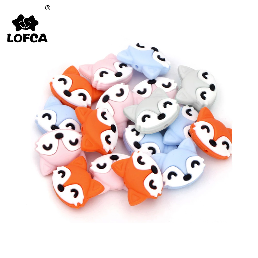 LOFCA 5pcs Baby Teething Fox Silicone Beads DIY Food Grade Silicone ...