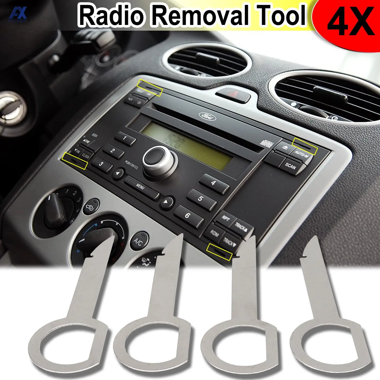 4pcs Radio Stereo Removal Extractor Key Release Pin Head Unit Audio ...