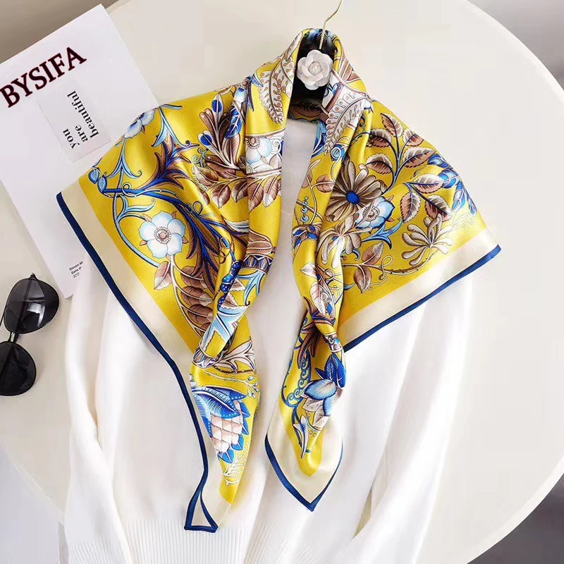 Silk Scarf Fashion Yellow | Womens Scarf Color Lemon | Women Scarves ...