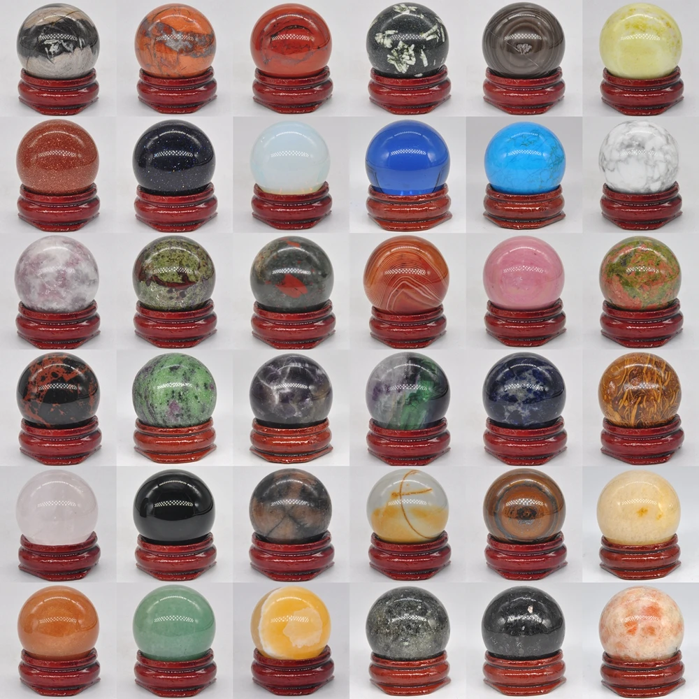 30MM Round Gemstone Ball Mineral Natural Healing Crystals And Stones ...