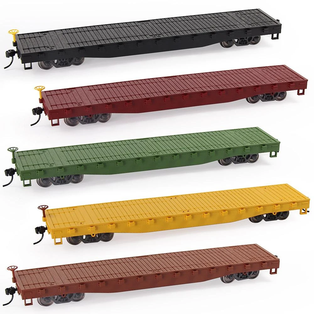 3pcs Ho Scale 52ft Flat Car Pure Color Flatbed Carriage 1:87 Freight ...