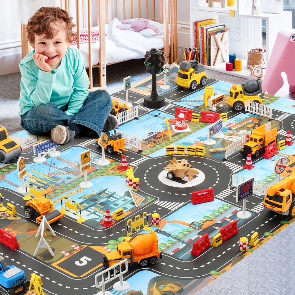Large City Traffic Car Park Play Mat Toy Car for Living Bedroom ...