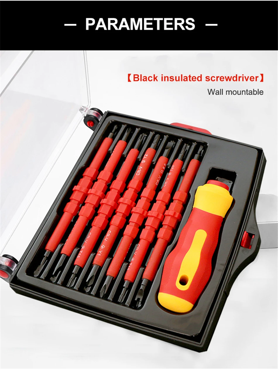 TOURNEVIS,BLACK--Jeu de tournevis isolés, tournevis à fente Phillips ...