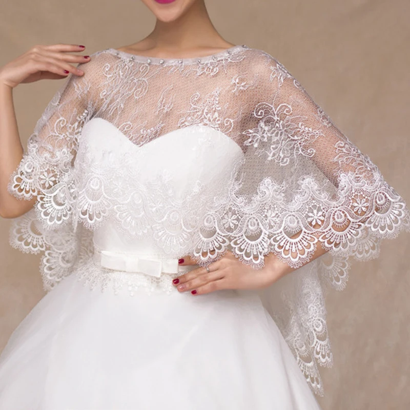 Women Lace Wrap Shawl Bridal Wedding Spring Summer Cover Up Cape Bolero ...