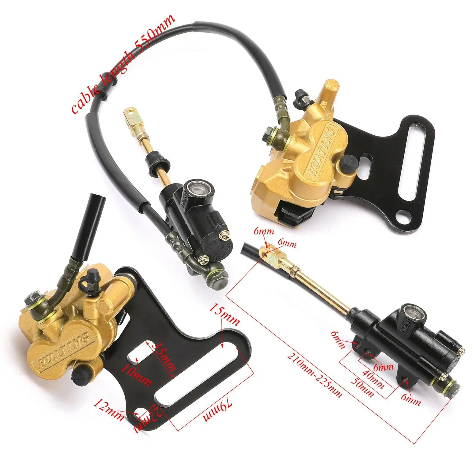 Motorcycle Hydraulic Rear Disc Brake Caliper Master Cylinder Brake ...