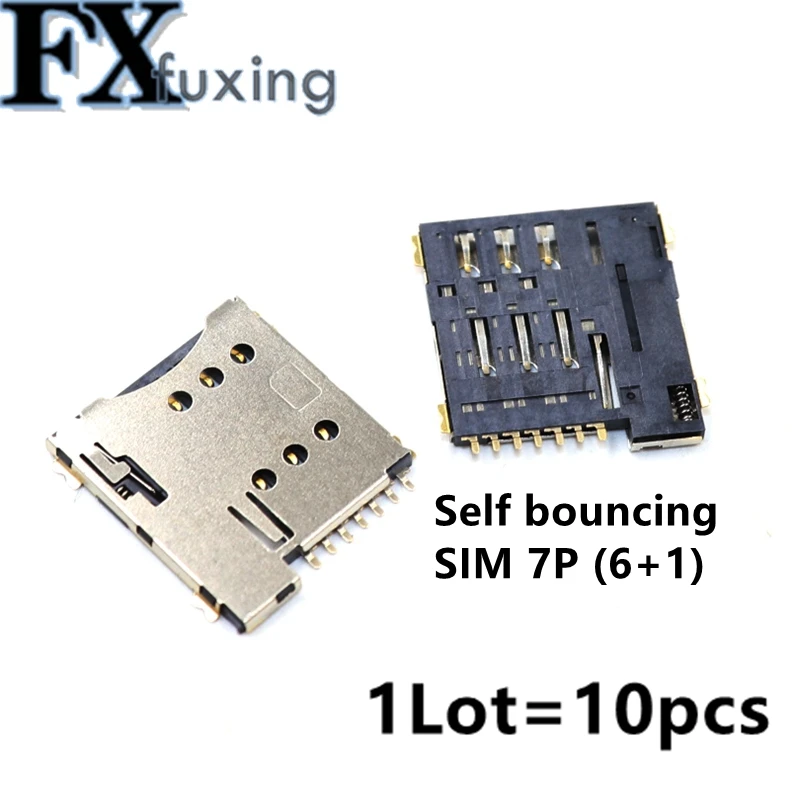 10pc 7P MICRO SIM Card Connector 6+1P 7Pin Micro Sim Socket Holder 1 ...