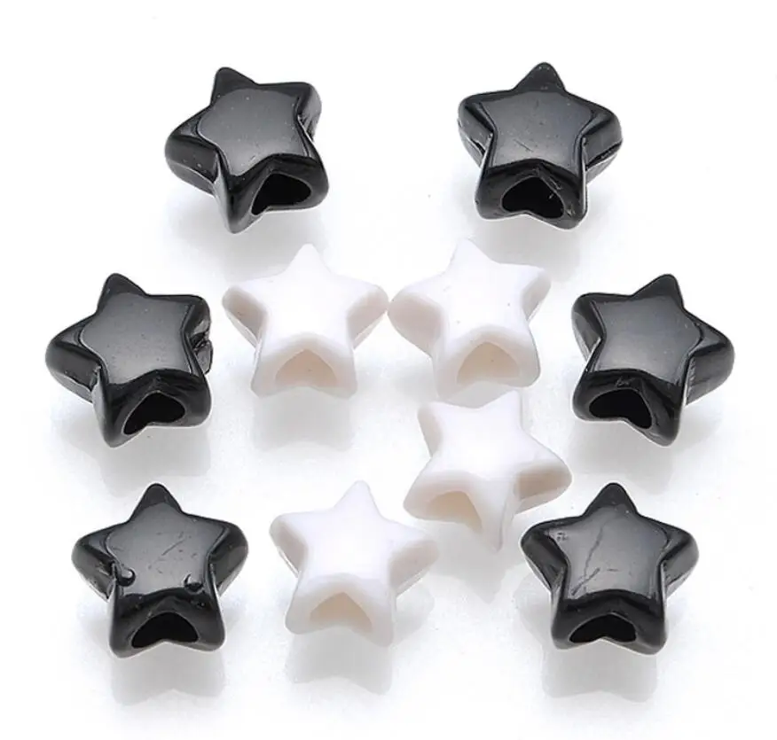 Simple-10mm-Black-White-Colorful-Acrylic-Plastic-Star-DIY-Loose-Beads ...