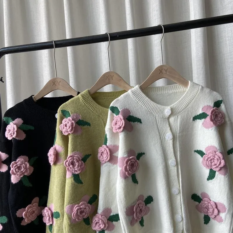 Gilet Cardigan Femme,Cardigans à fleurs 3d pour femmes,manches longues ...