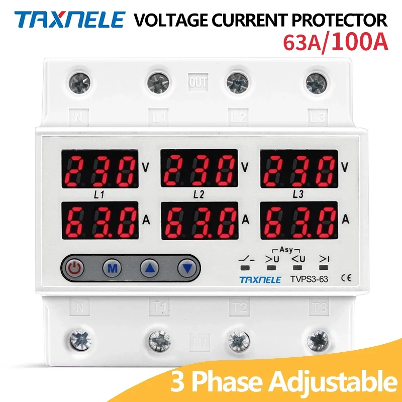 3 Three Phase Voltage Current Relay Protector 100a 63a 60a 220v 3p Over ...