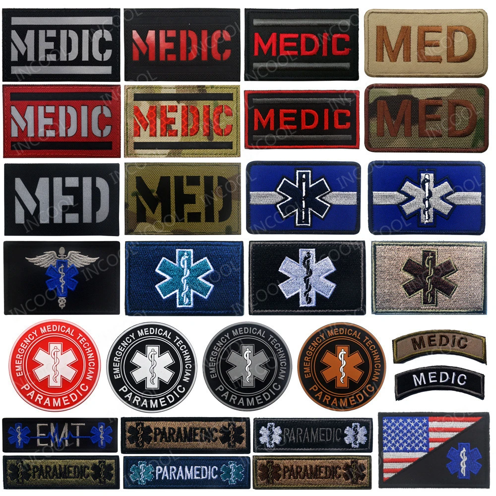 Medic Embroidered Patch Ir Reflective Glow In Dark Tactical Military Patches Medical Med Emt ...
