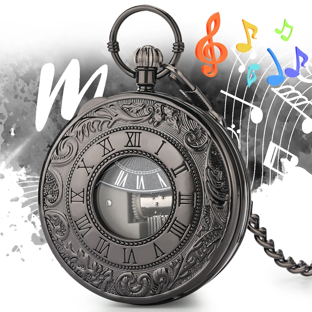 Castle-in-the-Sky-Melody-Musical-Pocket-Watch-Retro-Black-Roman ...