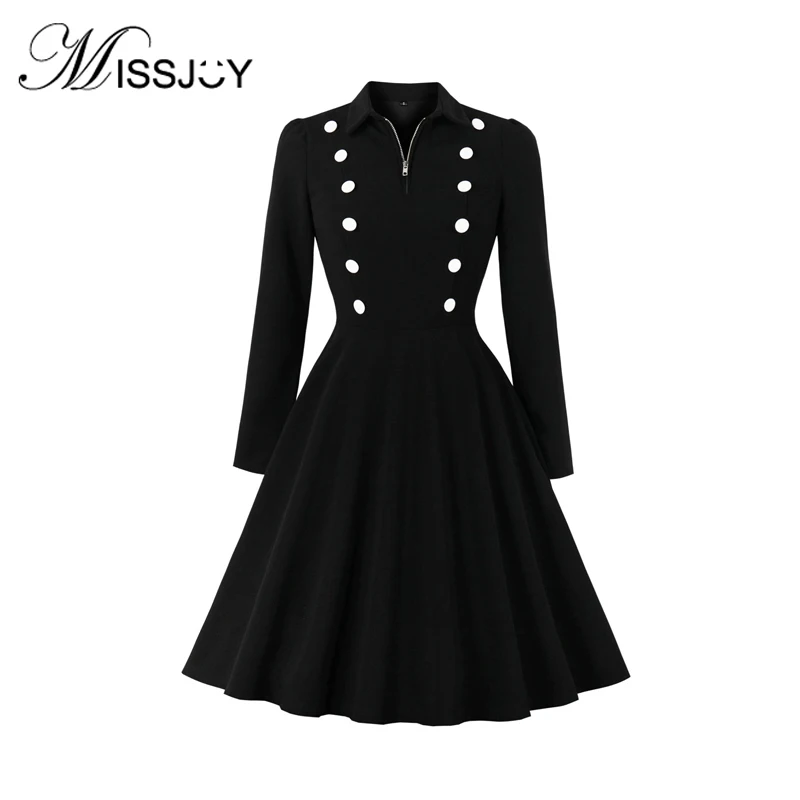MISSJOY 2019 Women Dresses Autumn Party Long Sleeves A Line Vintage V ...