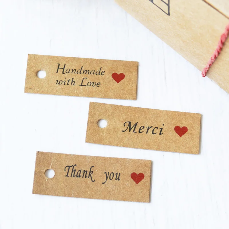 100pcs Thank You Kraft Paper Tags Party Decoration Merci Gift Hang ...