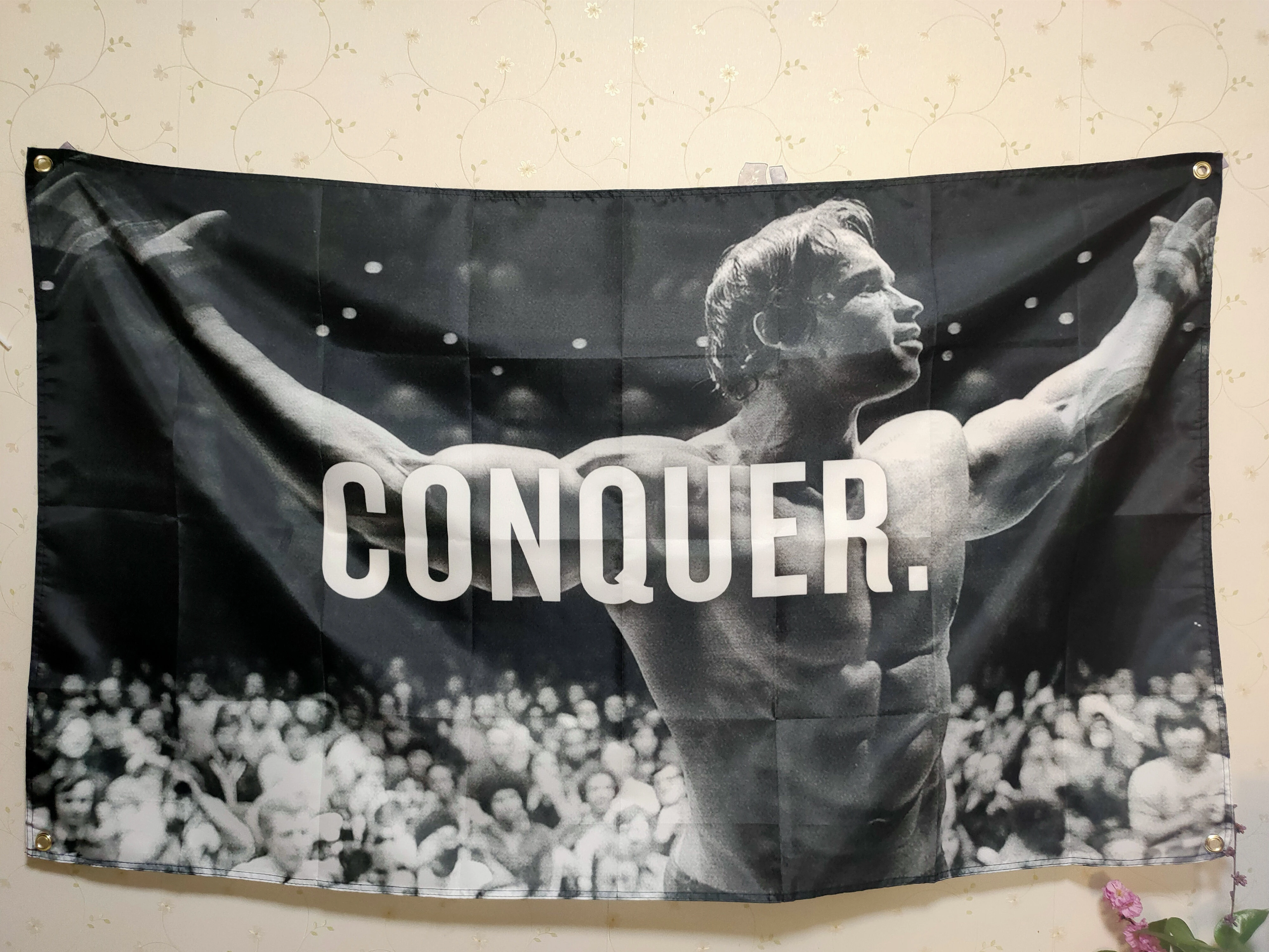 Arnold Schwarzenegger Conquer Gym Flag Any Size Motivation Body ...