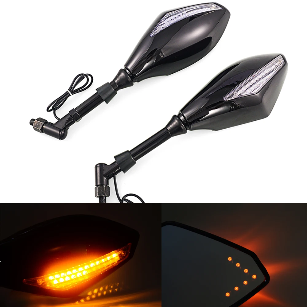 Motorcycle-Universal-Rearview-Mirror-w-Turn-Signals-Integrated-for ...