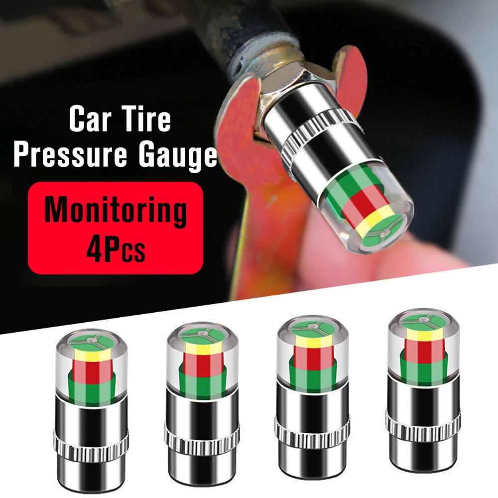 4pcs Car Tire Pressure Gauge Indicator Alert Monitoring Valve Indicator ...