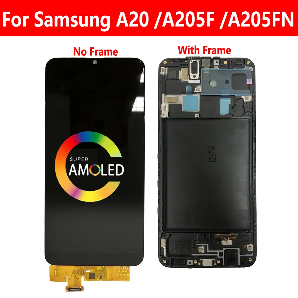 Super AMOLED For SAMSUNG Galaxy A20 2019 LCD Display With Frame SM ...