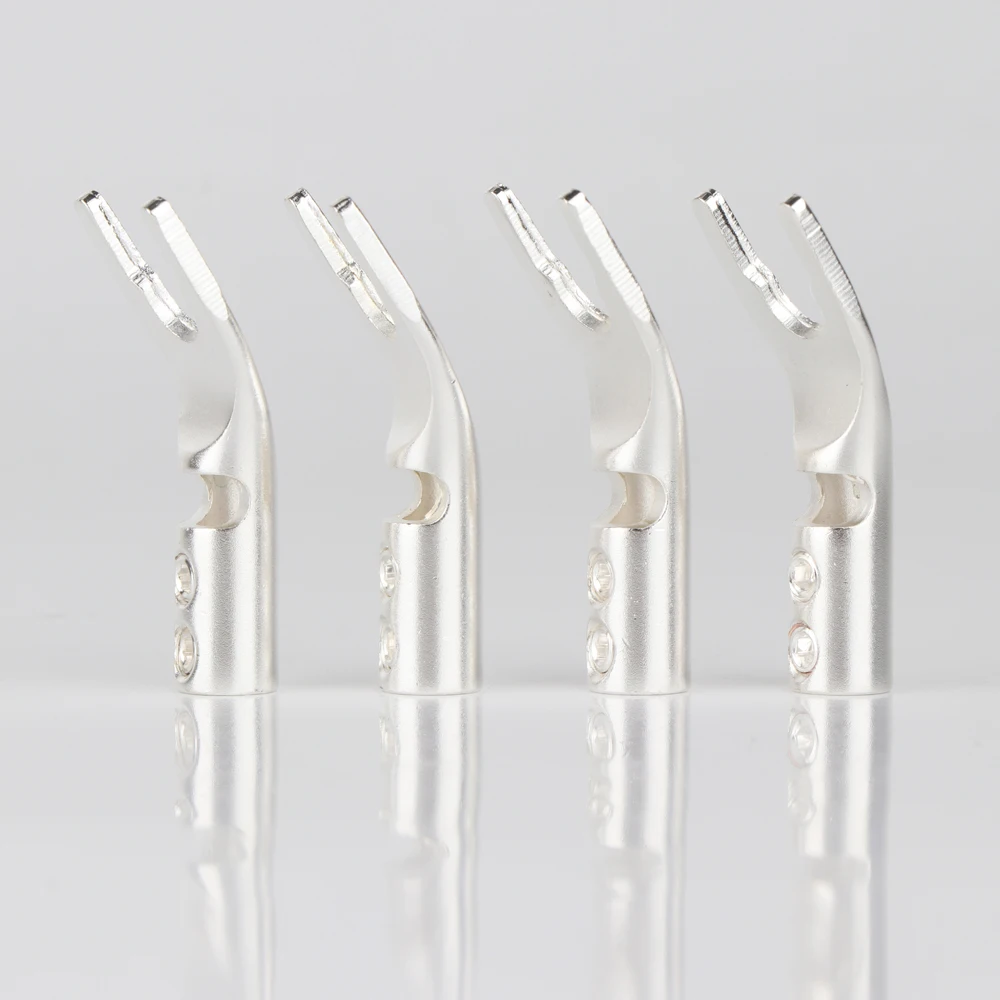 YTER Pure copper Silver Plated Spade Plug Speaker Cable Wire Connector ...