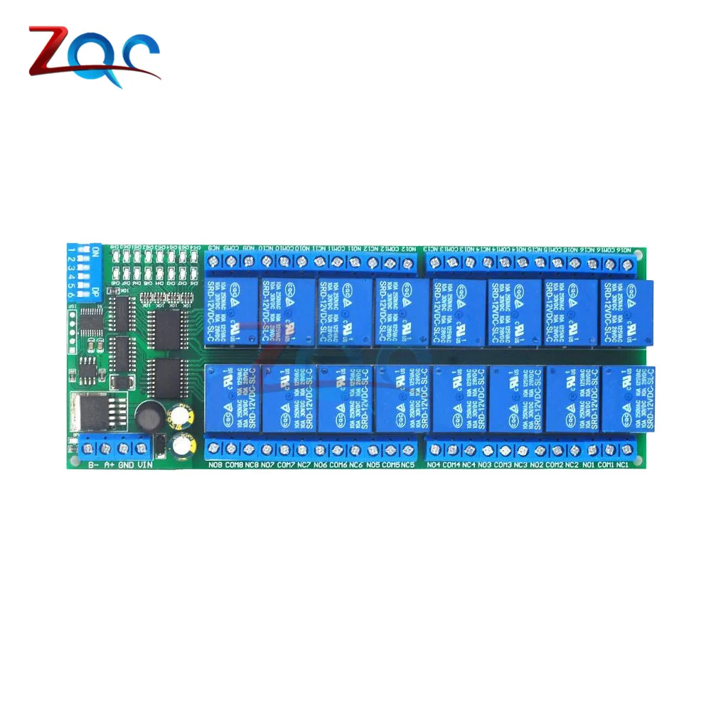 Dc 12V Relais Module 16 Channel Modbus Rtu RS485 Relais Board Plc ...