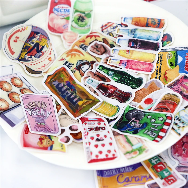 33pcs Colorful Diy Food Stickers Line Daily Snacks 2 Waterproof ...