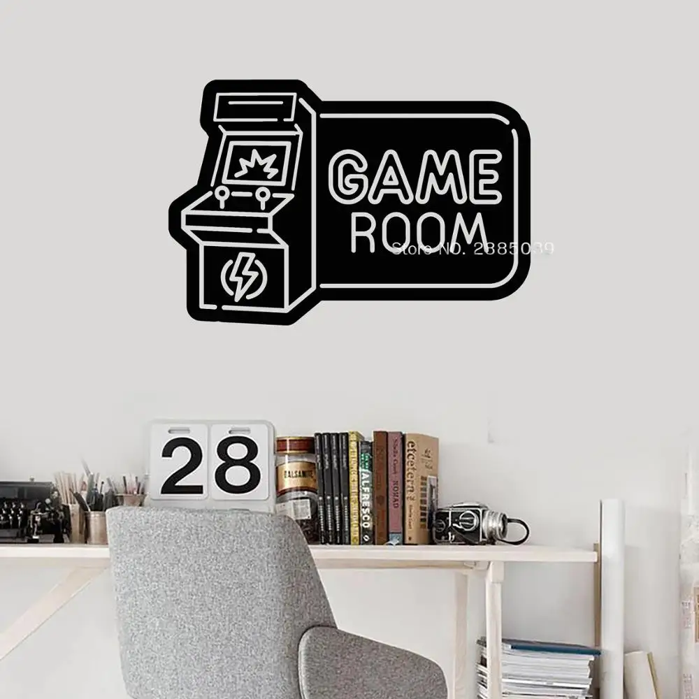 Game-Room-Sign-Vinyl-Wall-Decal-Playroom-Slot-Machine-Gamer-Interior ...