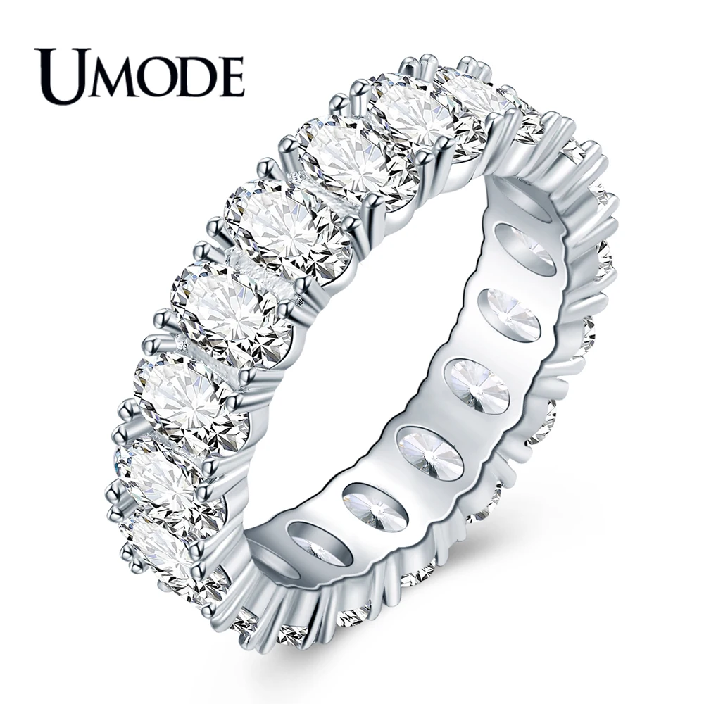 UMODE Jewelry New Fashion Oval Round Zircon Eternity Rings for Women ...