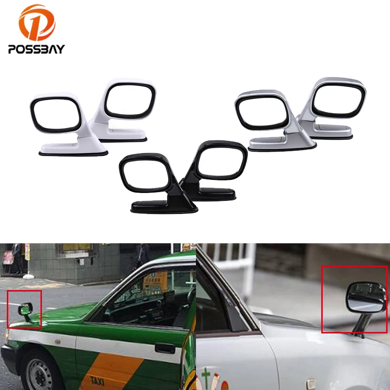 POSSBAY 2Pcs Car Hood Side Rear View Mirror Black Silver White Auto ...