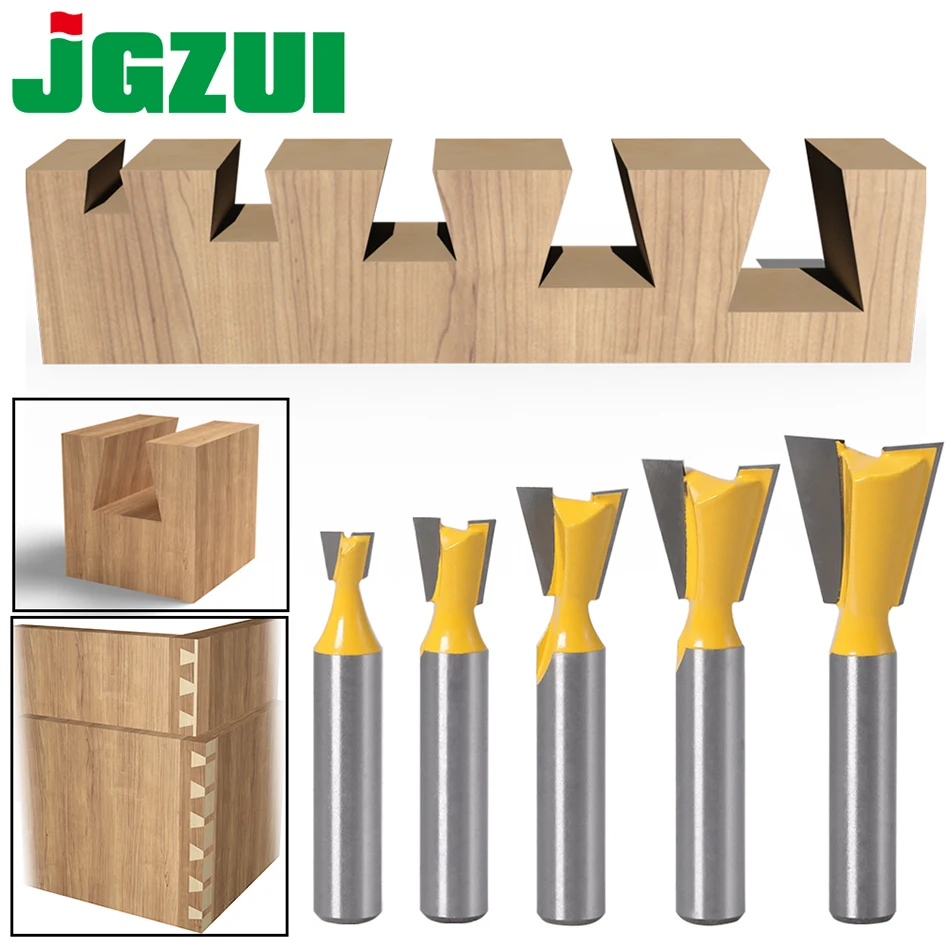 5pcs 8mm Shank Dovetail Joint Router Bits Set 14 Degree Woodworking ...