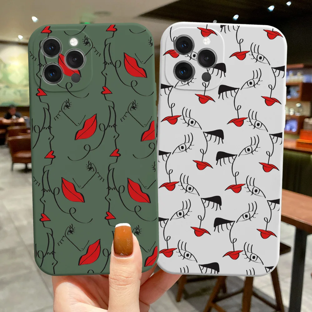 Abstract-Women-Faces-Lips-Phone-Case-For-iPhone-11-Pro-Max-7-8-Plus-X ...