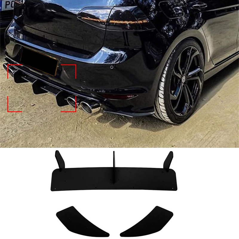 For Golf 7R Golf 7 R 2013-2016 Matt Black Rear Bumper Diffuser Splitter ...