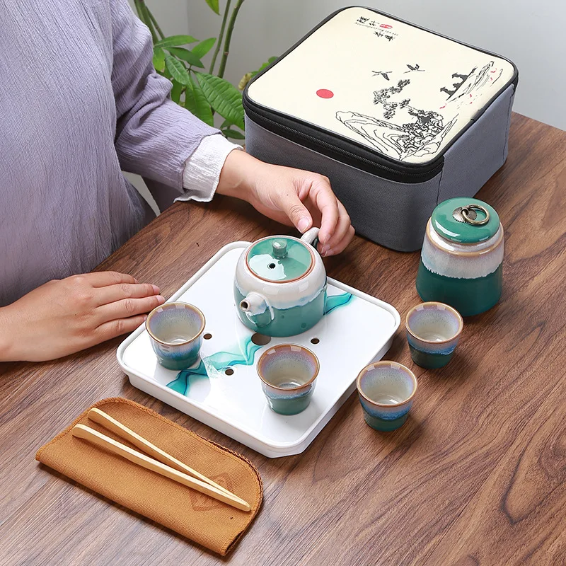 Chinese Tea Set Portable Travel Kung Fu Tea Set Ceramic Teapot Teaset ...