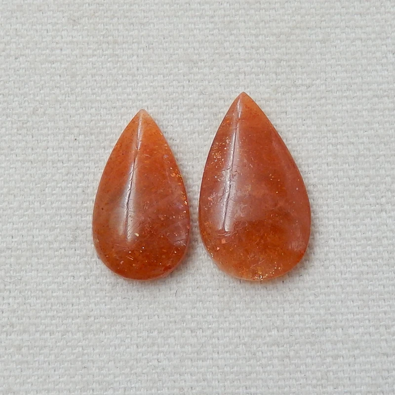 Natural Stone 1Pairs Water Drop Shape Sun Stone Cabochons 25x15x5mm ...