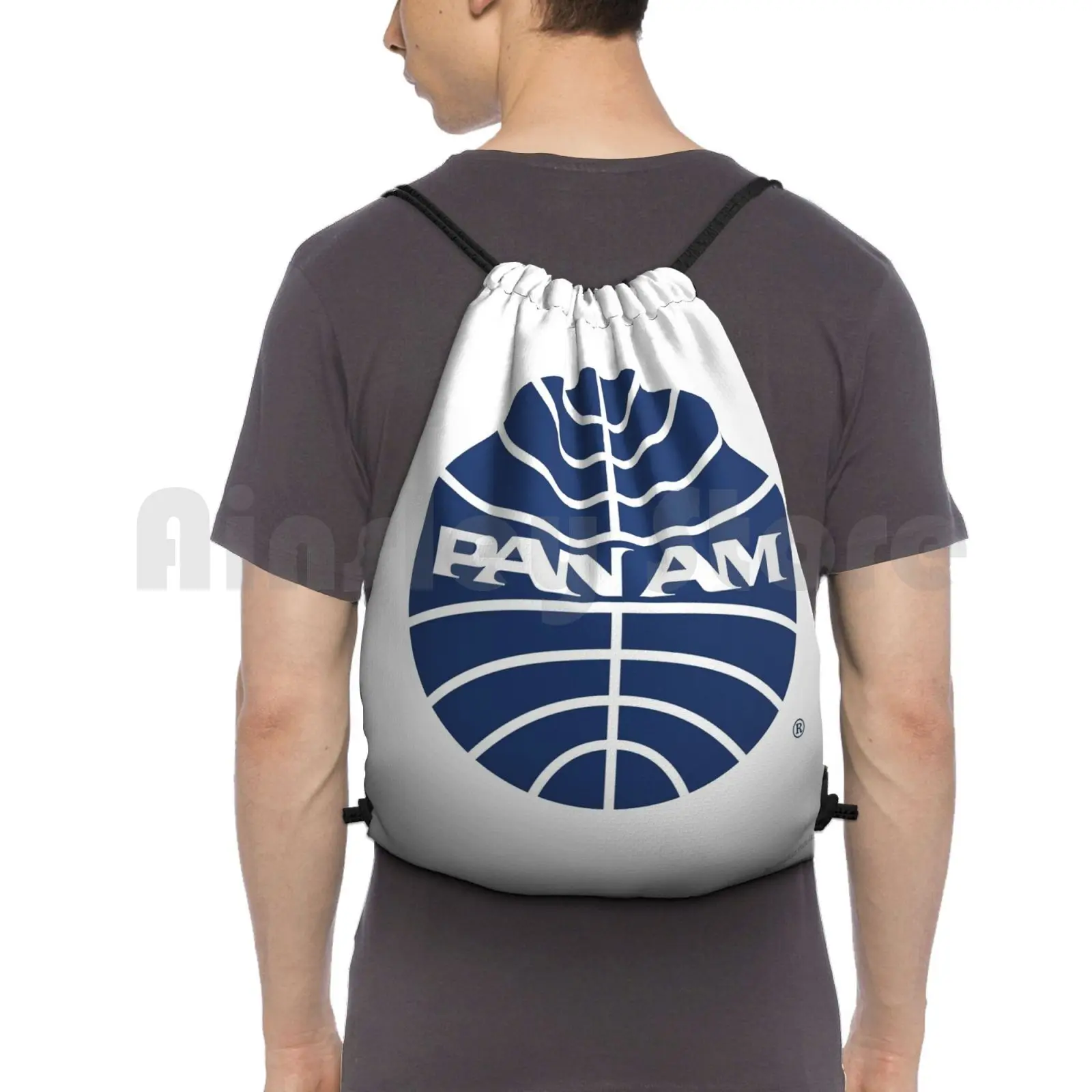 Pan-Am-Mid-1950S-Globe-Inverted-Backpack-Drawstring-Bags-Gym-Bag ...