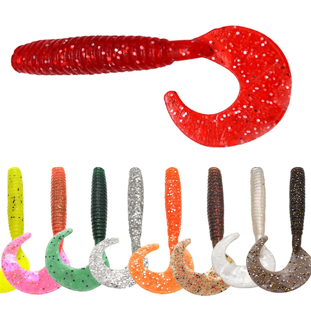 5pcs/lot Worm Tail Soft Lures Jigging Artificial Silicone Bait 8cm 4g ...