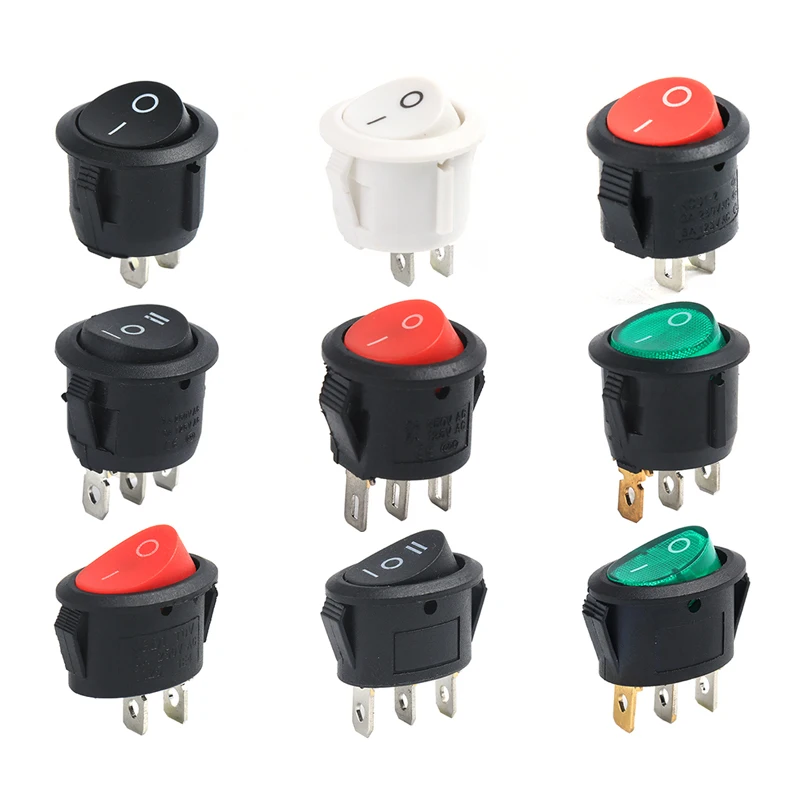 Push-Button-Circle-Rocker-Switch-Pin-Position-250V-Snap-in-Light-On-Off ...