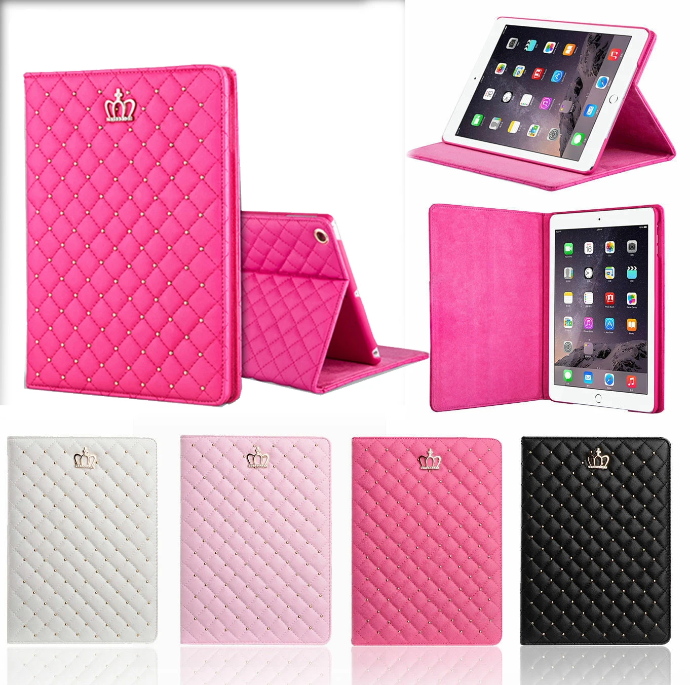 Para ipad ar 1 ar 2 luxo coque para ipad mini 2 3 caso coroa de couro ...