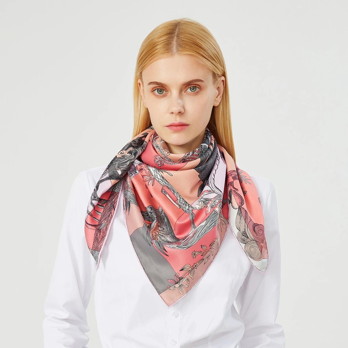 90cm Hijab Scarf Luxury Square Scarves Brand Twill Silk Women Head ...