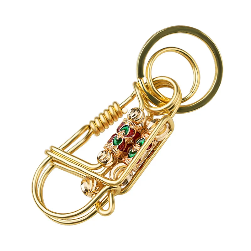High-End-Brass-Colour-Keychain-Stainless-Steel-Wire-Winding-Key-Chain ...