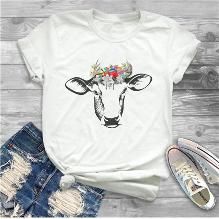 Camiseta de vaca para mujer, camisa de vaca flor, camiseta de vaca ...