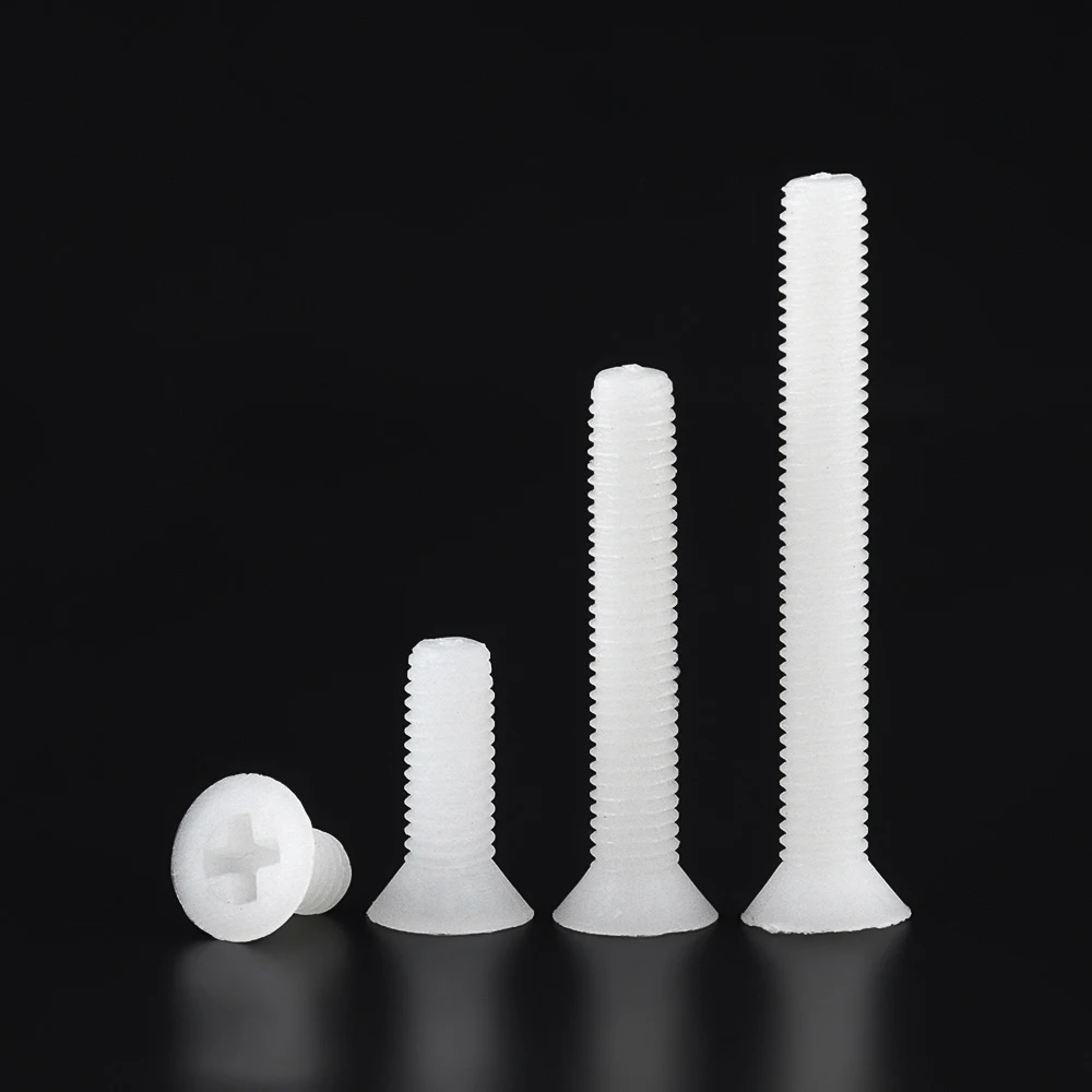 50pcs M2*4 5 6 8 10 12 Flat Head Phillips Screws Nylon Plastic Screw ...
