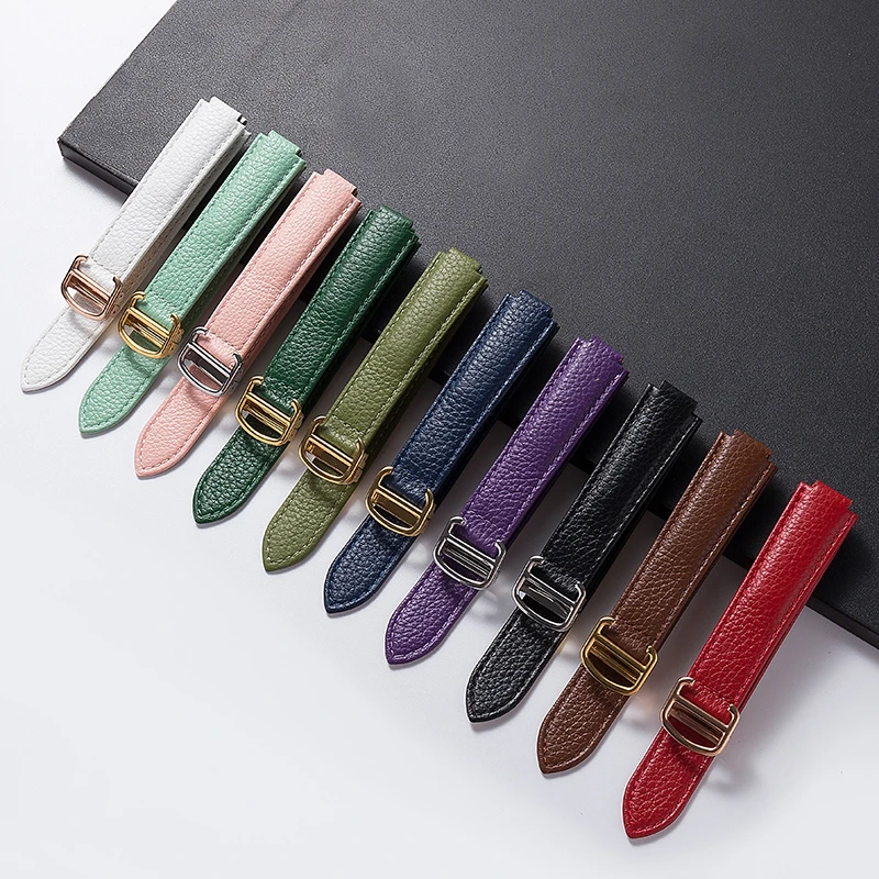 Replace Cartier Blue Balloon Strap Lychee Grain Cowhide Soft Leather ...